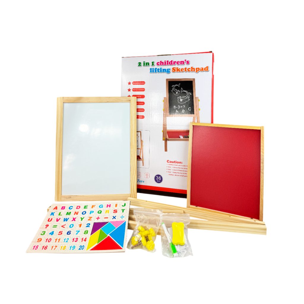 Tablero de aprendizaje doble pizarr?n caballete con abecedario, numeros ...